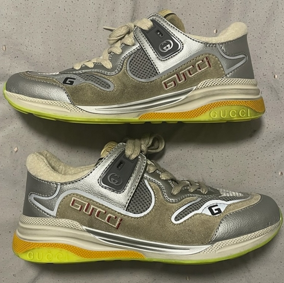 Gucci | Shoes | Gucci Ultrapace Low Sneaker Silver Neon Yellow ...